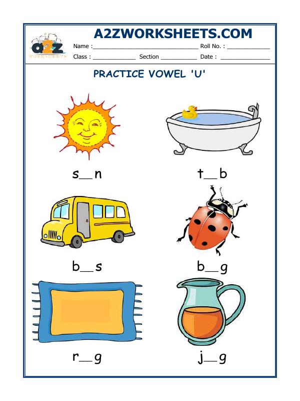 A2Zworksheets:Worksheet of Vowel U-Grammar-English