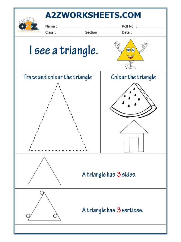 A2Zworksheets:Worksheet of Shape Triangle-Geometry-Maths