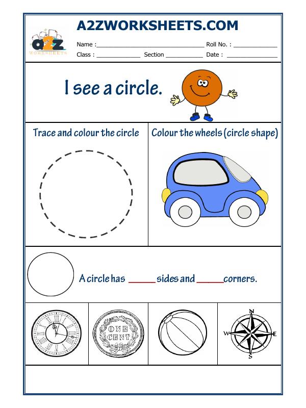 A2Zworksheets:Worksheet of Shape Circle-Geometry-Maths