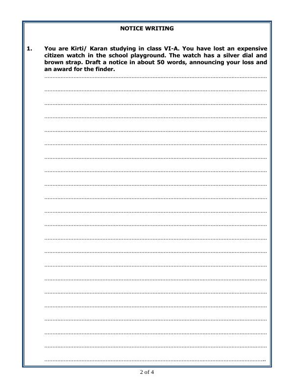 A2Zworksheets:Worksheet of Notice Writing-Writing-English