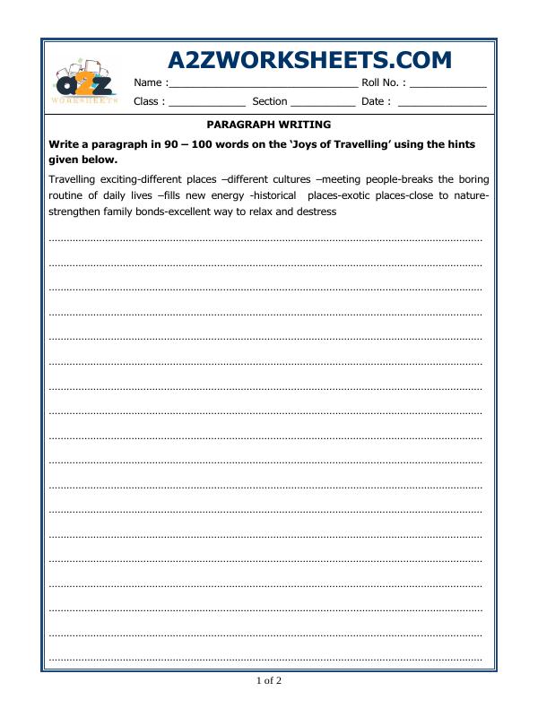 A2Zworksheets:Worksheet of Paragraph Writing-01-Writing-English