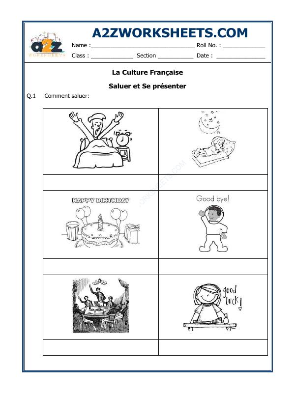 A2Zworksheets:Worksheet of French Worksheet - Saluer Et Se Présenter ...