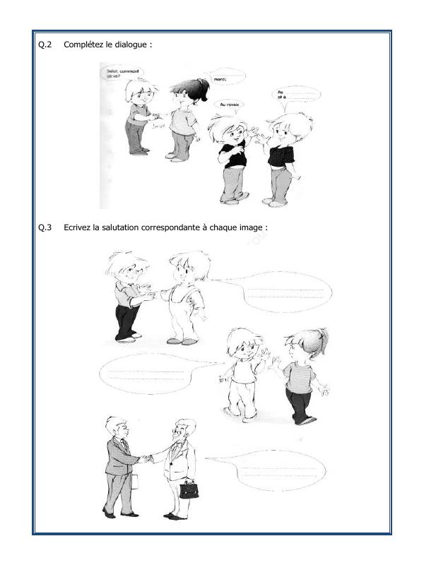 A2Zworksheets:Worksheet of French Worksheet - Saluer Et Se Présenter ...