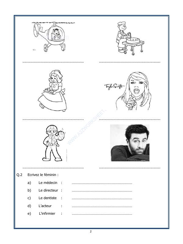 A2Zworksheets:Worksheet of French Worksheet - Les Professions-French ...