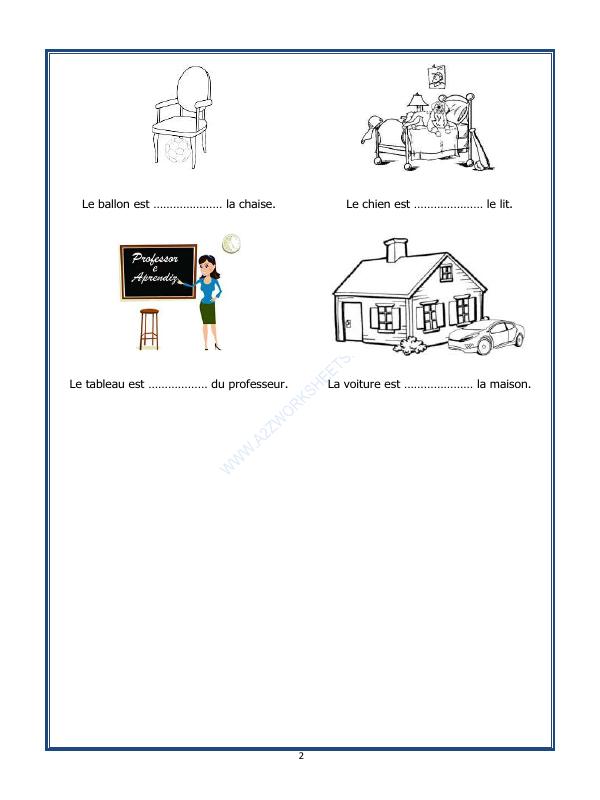 A2Zworksheets:Worksheet of French Worksheet - Les Prépositions-French ...
