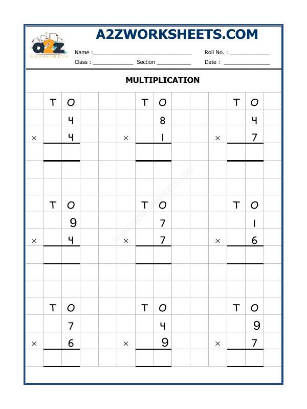 A2Zworksheets:Worksheet of Multiplication Worksheet-01-Multiplication-Maths