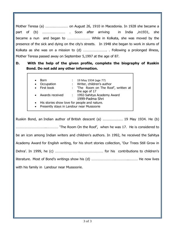 A2Zworksheets:Worksheet of Bio-Sketch-Writing-English