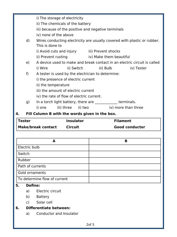 A2Zworksheets:Worksheet of Electricity And Current-Basic Necessities ...