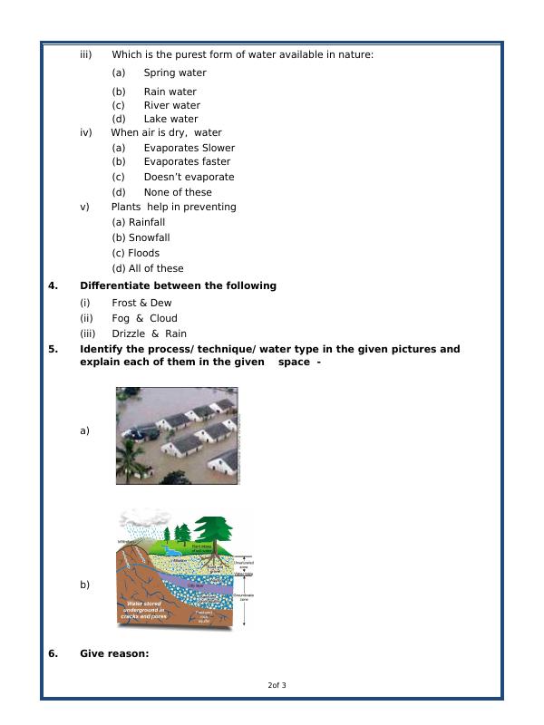 A2Zworksheets:Worksheet of Water-Basic Necessities-Science