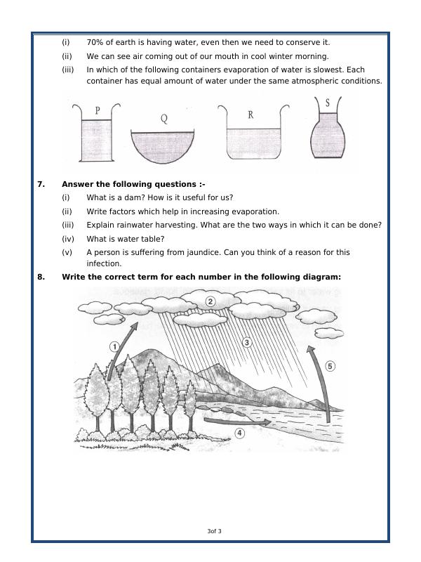 A2Zworksheets:Worksheet of Water-Basic Necessities-Science