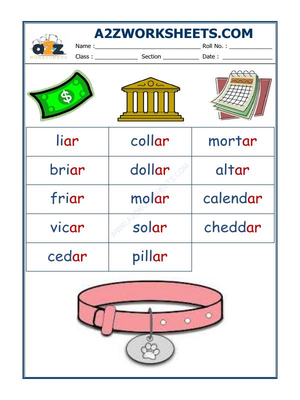 A2Zworksheets:Worksheet of English Phonics Sounds - 'Ar' Sound Words-02 ...