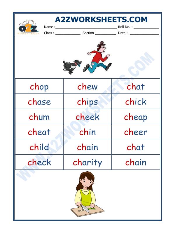 A2Zworksheets:Worksheet of English Phonics Sounds - 'Ch' Sound Words ...