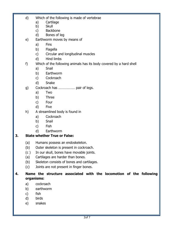 A2Zworksheets:Worksheet of Body Movements-Humans-Science