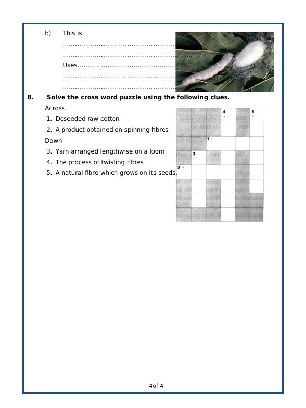 A2Zworksheets:Worksheet of Fibre To Fabric-Basic Necessities-Science