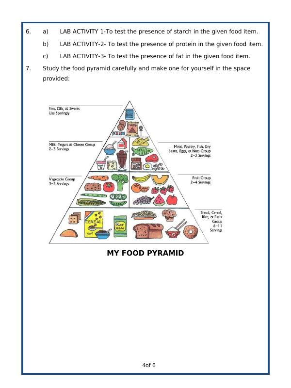 A2Zworksheets:Worksheet of Components Of Food-Basic Necessities-Science