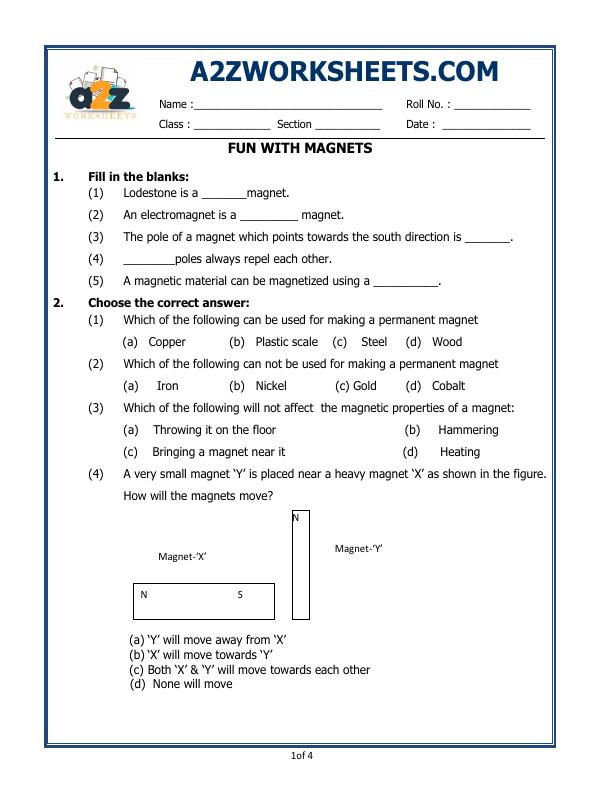 A2Zworksheets:Worksheet of Fun With Magnets-Fun with Science-Science