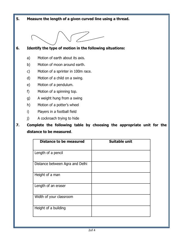 A2Zworksheets:Worksheet of Motion And Measurement Of Distances-Motion ...