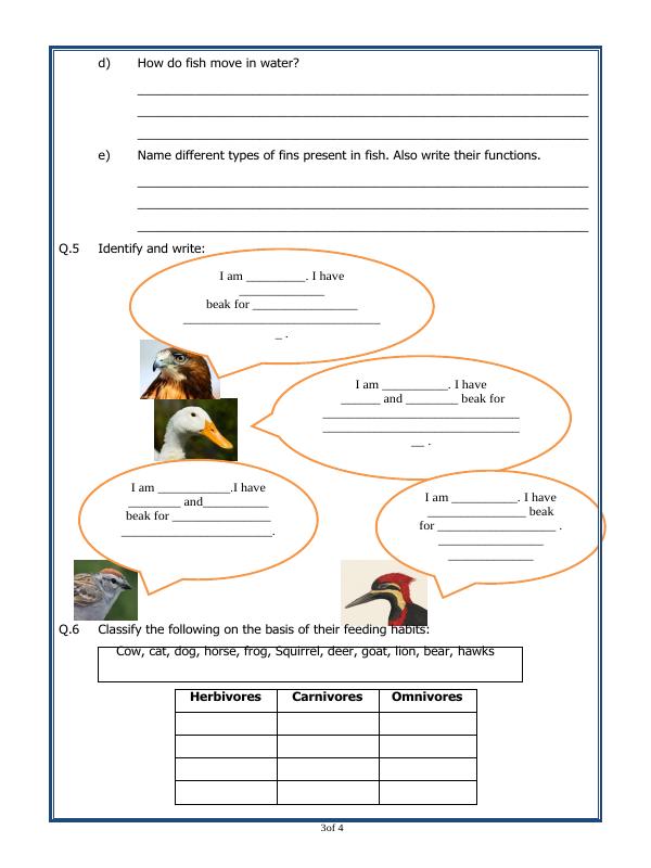 A2Zworksheets:Worksheet of Animal Life-Animals-Science