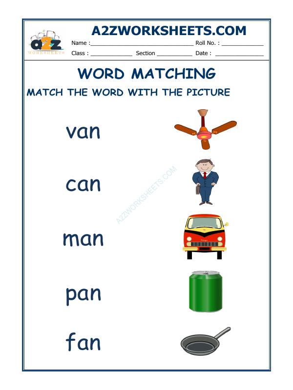 A2Zworksheets:Worksheet of Word Matching-01-Reading-English