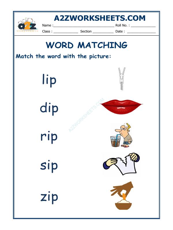 A2Zworksheets:Worksheet of Word Matching-03-Reading-English