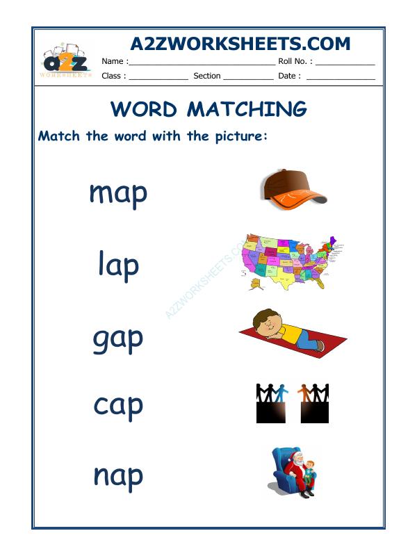 A2Zworksheets:Worksheet of Word Matching-06-Reading-English