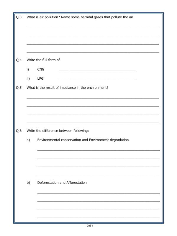 A2Zworksheets:Worksheet of Pollution And Conserevation Of Our ...