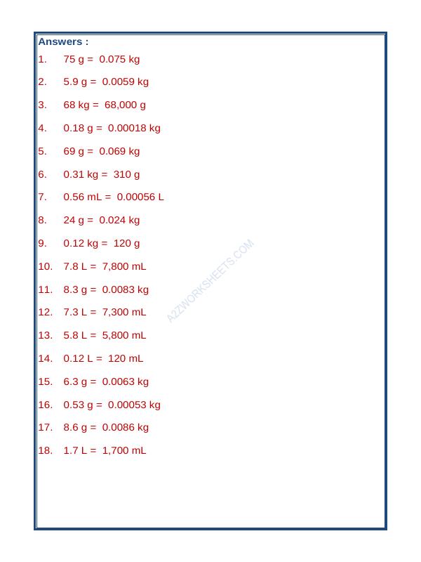 A2Zworksheets:Worksheet of Measurement (Convert Units)-03-Measurement-Maths