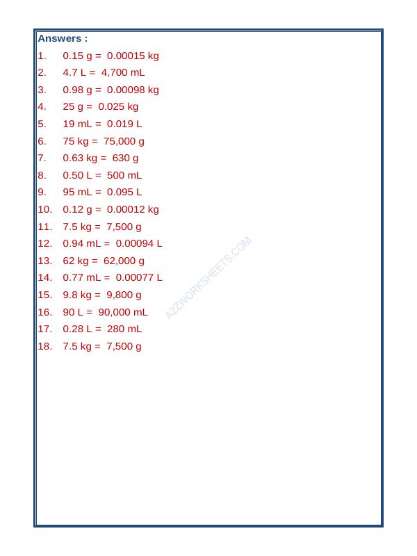 A2Zworksheets:Worksheet of Measurement (Convert Units)-06-Measurement-Maths