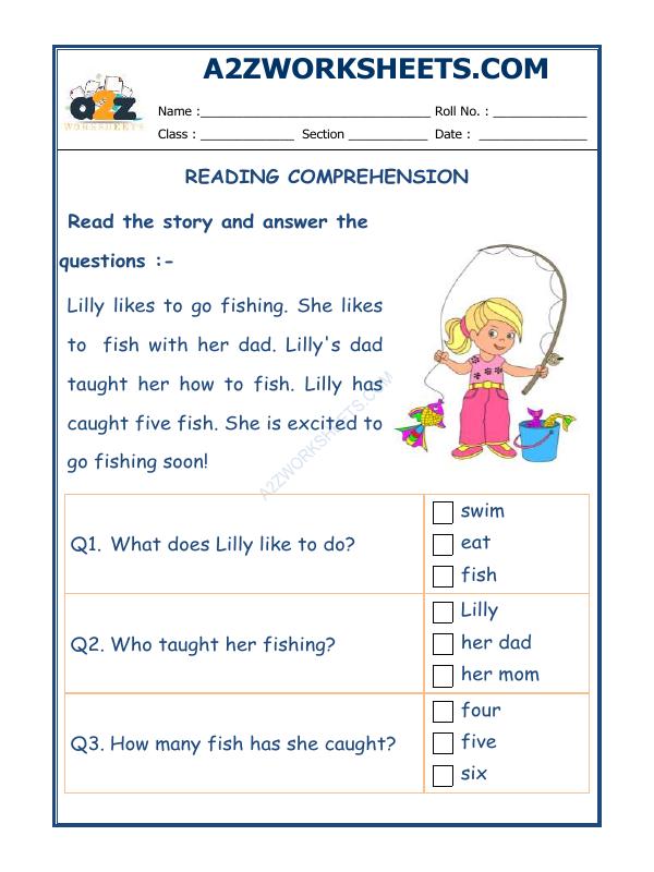 A2Zworksheets:Worksheet of Comprehension Passage-06-Reading-English