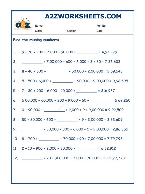 A2Zworksheets:Worksheet of Place Value-04-Place Value-Maths