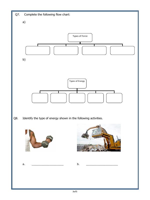 A2Zworksheets:Worksheet of Force, Work And Energy-Motion and Measurement of Distances-Science