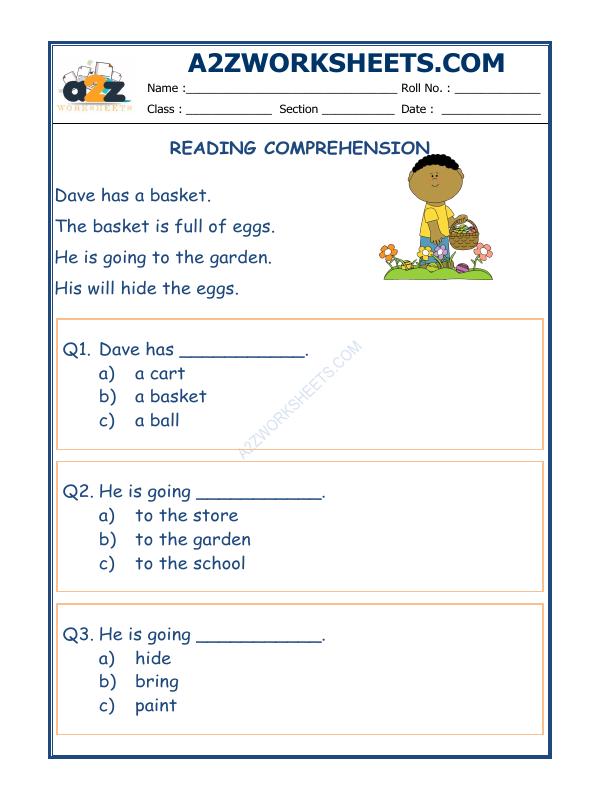 A2Zworksheets:Worksheet of Comprehension Passage-16-Reading-English
