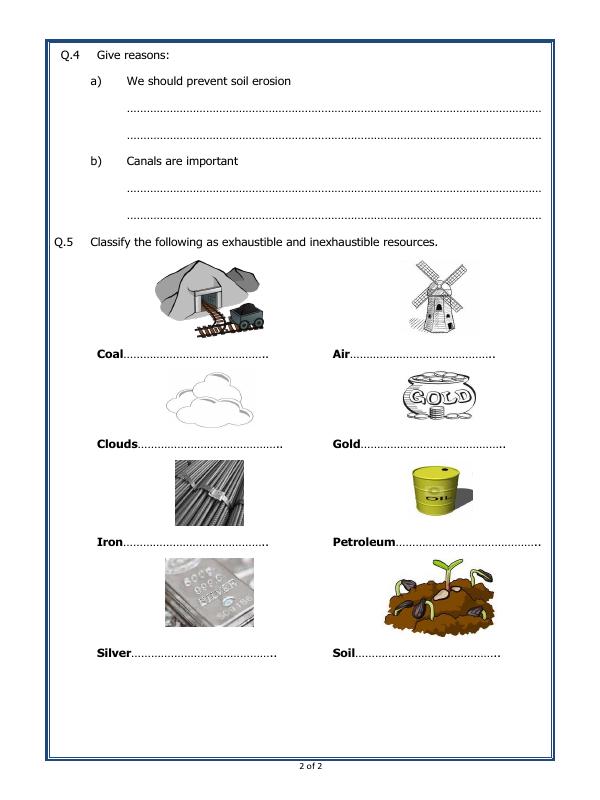 A2Zworksheets:Worksheet of Soil And Water Resources-Basic Necessities ...