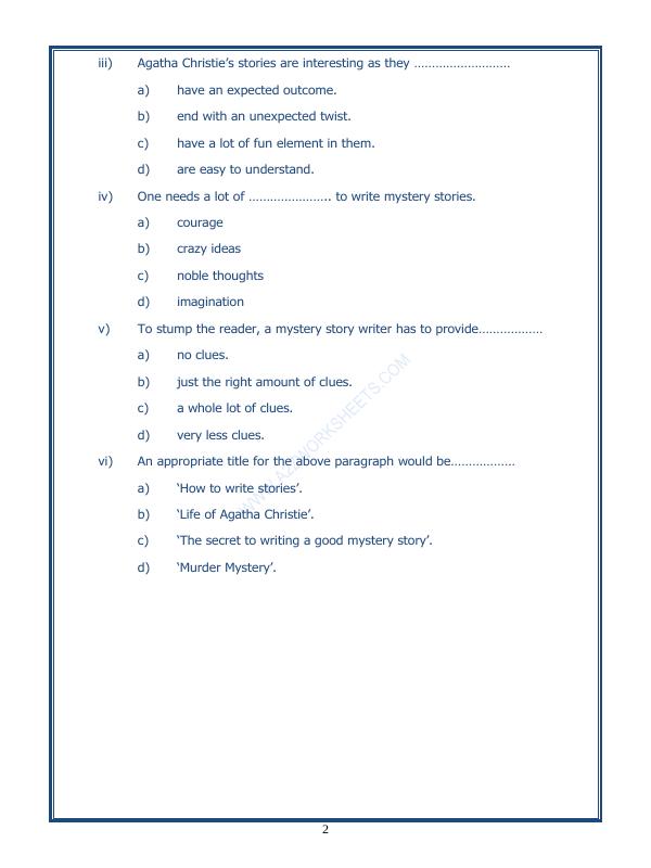 A2Zworksheets:Worksheet of Comprehension Passage-48-Reading-English