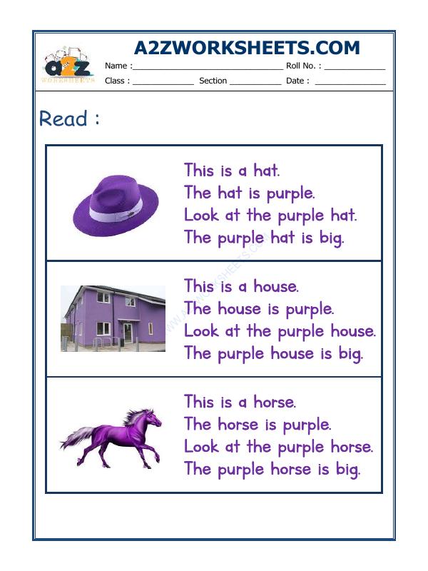 A2Zworksheets:Worksheet of English Reading Practice - 02-Reading-English