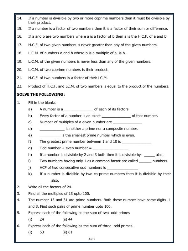 A2Zworksheets:Worksheet of Playing With Numbers (Factors And Multiples ...