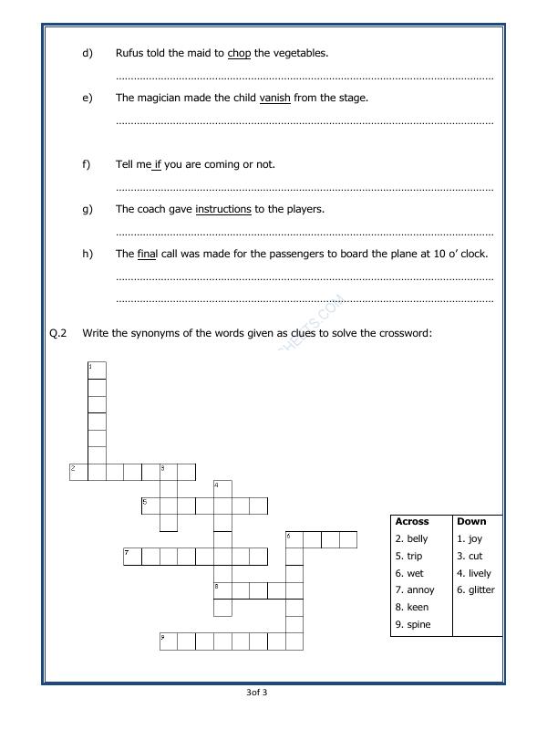 A2Zworksheets:Worksheet of Synonyms-Grammar-English