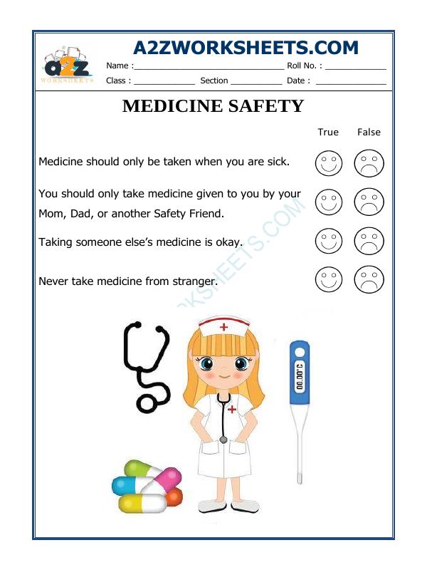 A2Zworksheets:Worksheet of Medical Safety-Safety-General Awareness