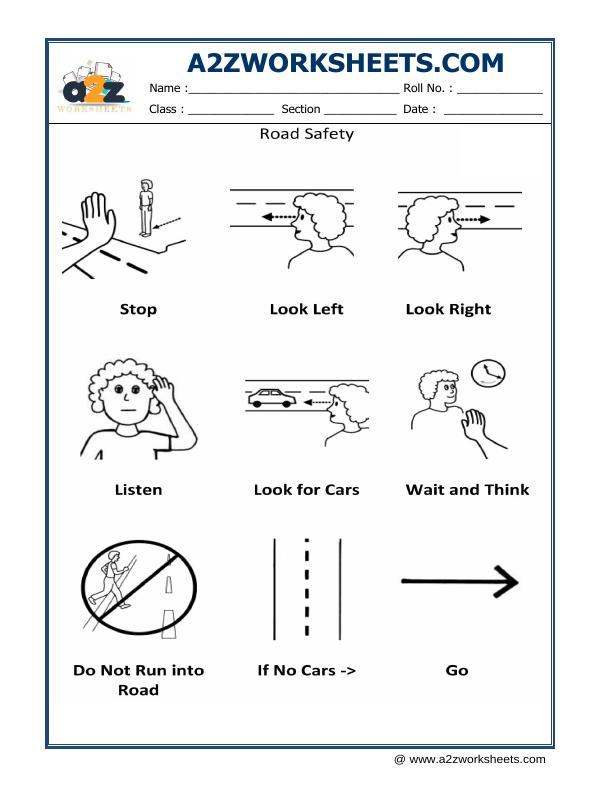 A2Zworksheets:Worksheet of Safety On Road-02-Safety-General Awareness
