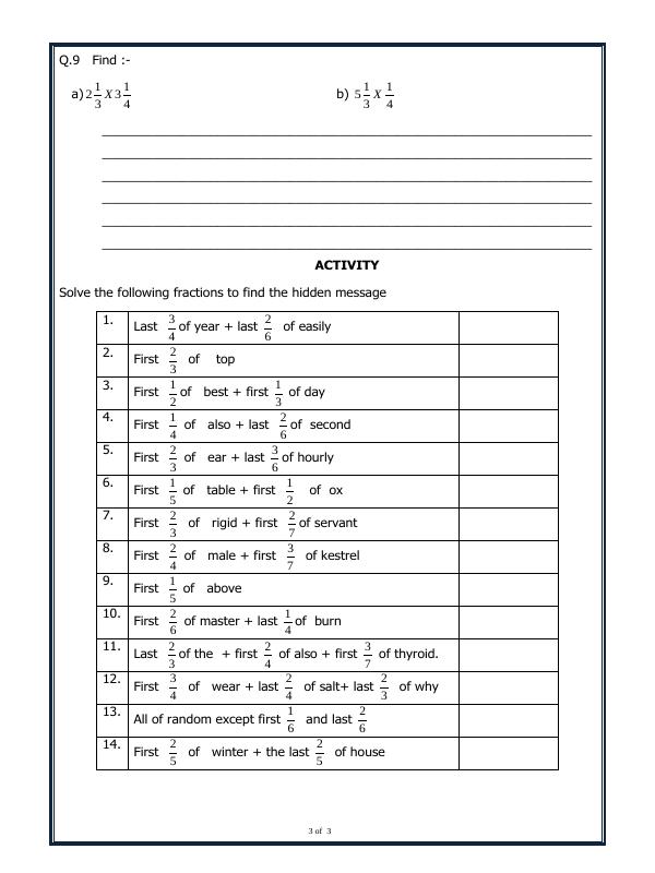 A2Zworksheets:Worksheet of Basic Operations On Fractional Numbers ...