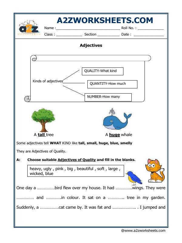 A2Zworksheets:Worksheet of Adjectives-02-Grammar-English