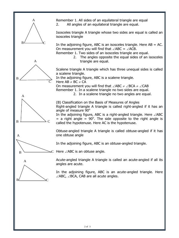 A2Zworksheets:Worksheet of Triangles-Geometry-Maths