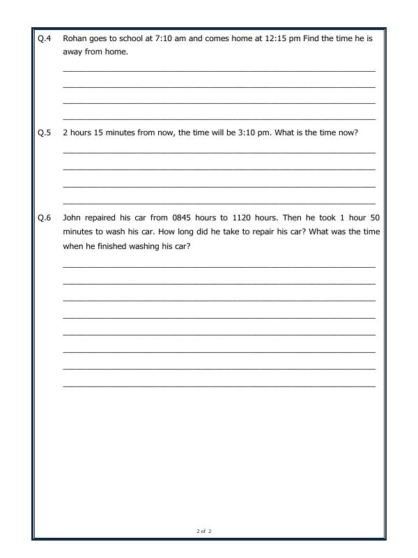 A2Zworksheets:Worksheet of Time-Measurement-Maths