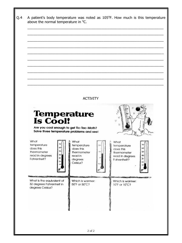 A2Zworksheets:Worksheet of Temperature-Measurement-Maths