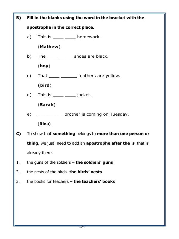 A2Zworksheets:Worksheet of Let's Practice Apostrophe-02-Grammar-English