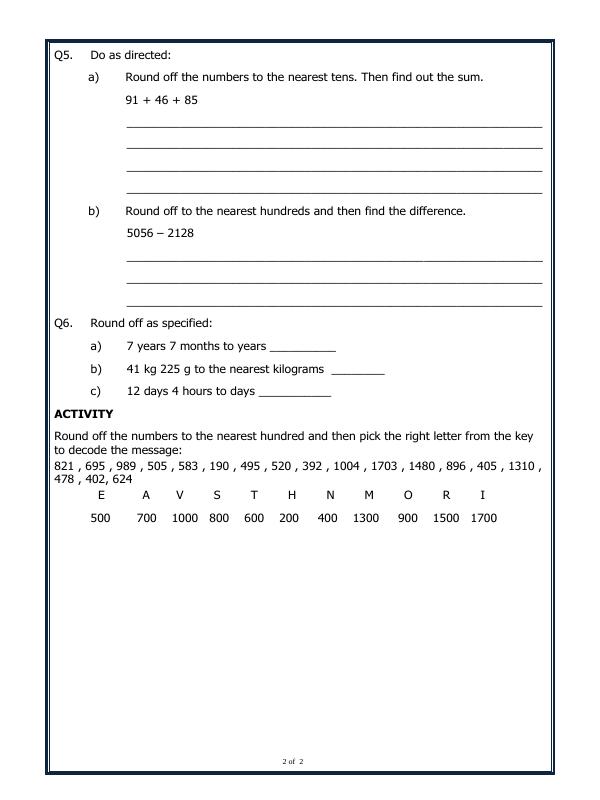 A2Zworksheets:Worksheet of Estimation-Numbers-Maths