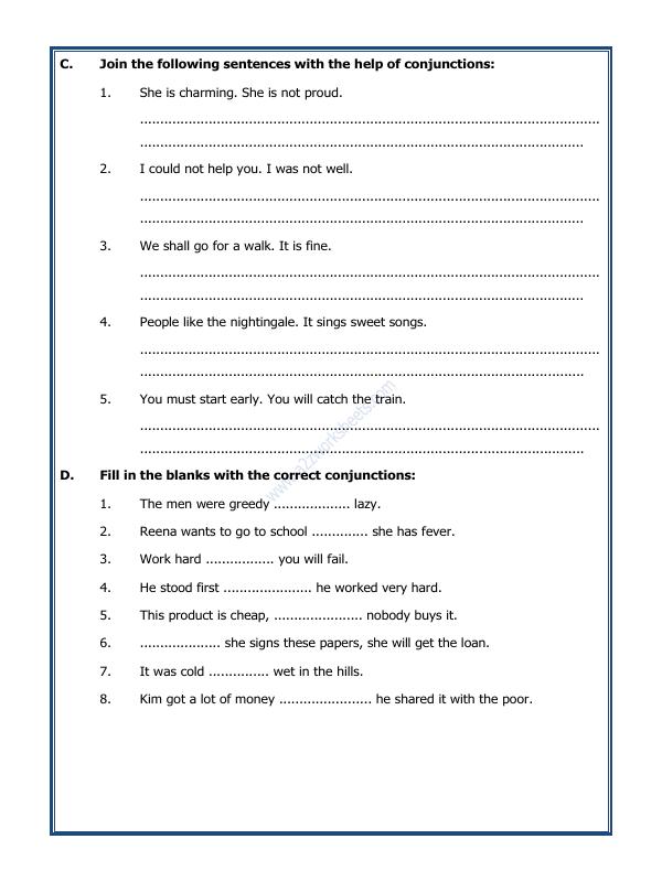 A2Zworksheets:Worksheet of Let's Practice Conjunctions-02-Grammar-English