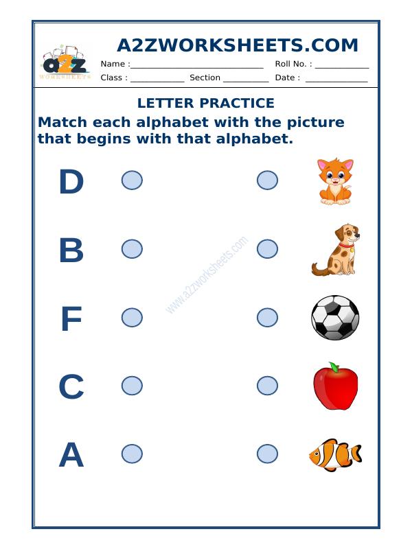 Printable Letter Matching Worksheets