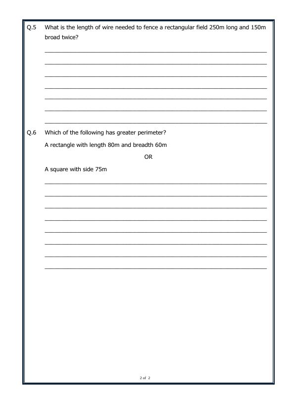 A2Zworksheets:Worksheet of Perimeter-Measurement-Maths