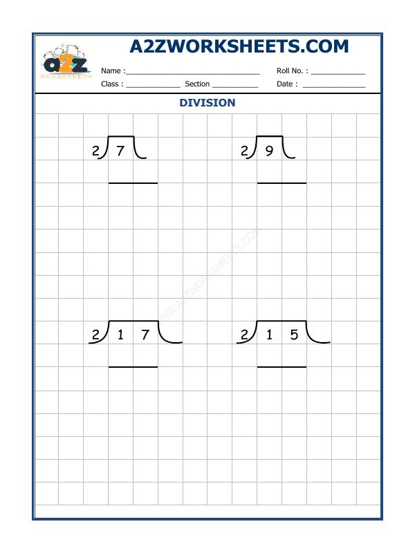 A2Zworksheets:Worksheet of Division By 2 - 1-Division-Maths
